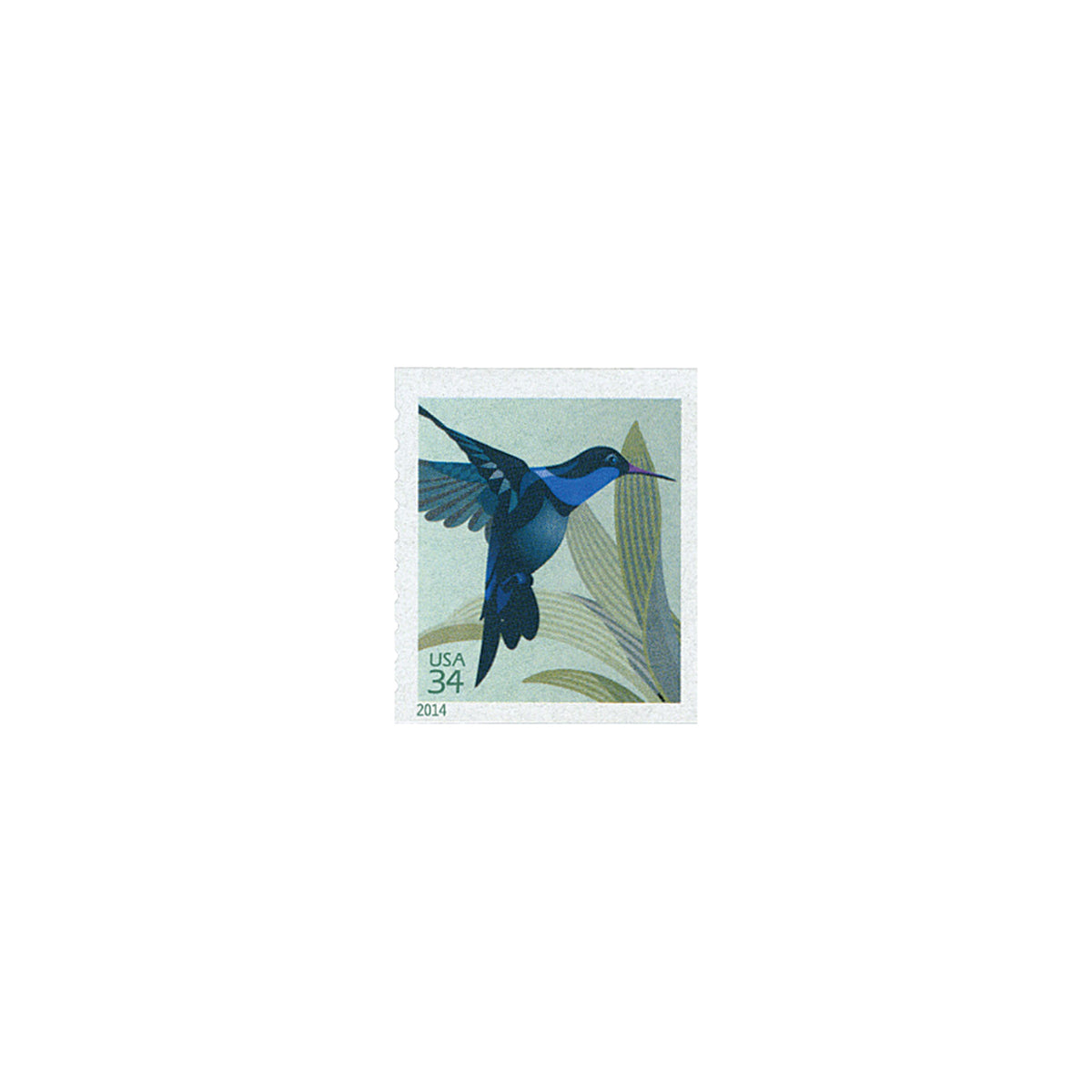 5 Blue Hummingbird Postage Stamps // UNUSED // 34 Cents // Aqua // Bir ...