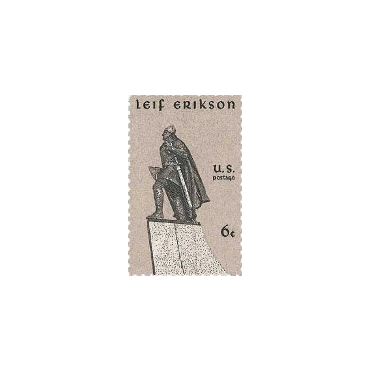 10 Leif Erikson Postage Stamps // UNUSED // 6 Cent Stamp // Beige Post ...