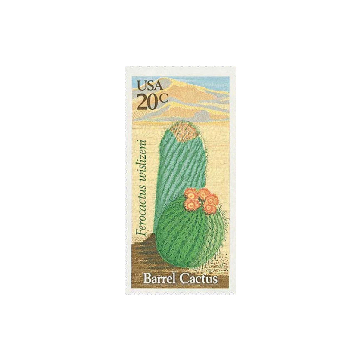 10 Barrel Cactus Postage Stamps // UNUSED // 20 Cent Stamp // Southwes ...