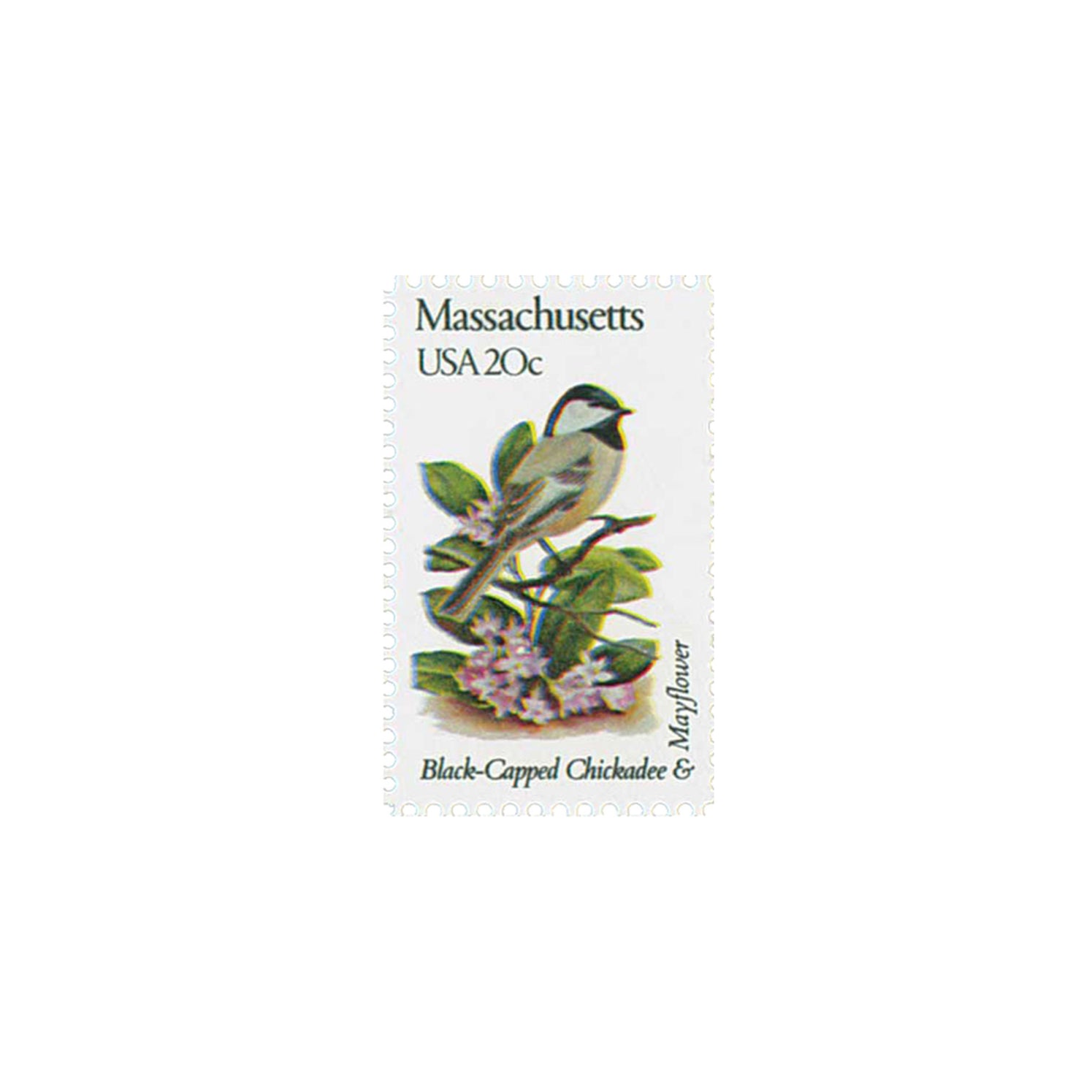 10 Massachusetts Black-Capped Chickadee and Mayflower Postage Stamps ...