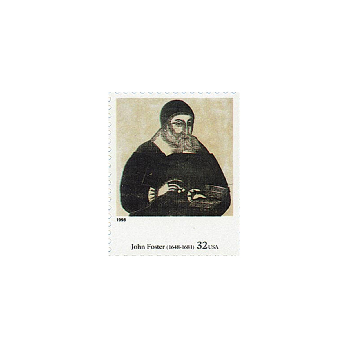 5 John Foster "Portrait of Richard Mather" Postage Stamps // UNUSED ...